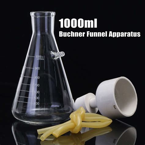 1000ml Filteration Buchner Funnel Kit Vacuum Suction Glass Flask