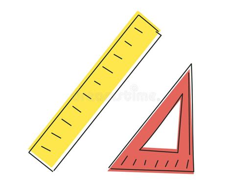 Set Of Rulers Triangular Doodle Stationery Items Office Tools Measuring Lengths Angles