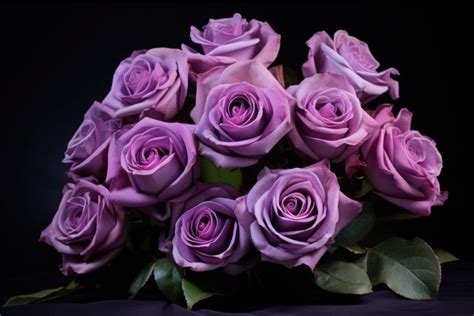 Fresh Violet Roses Bunch Generate Ai