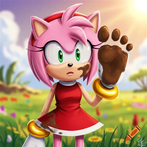Amy Rose Hula Dancing On A Tropical Beach Wearing A Green Hula Dress