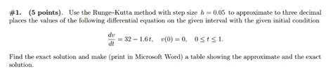solved use the runge kutta method with step size h 0 05 to
