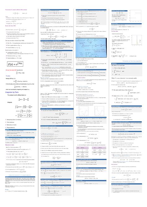 DES Notes Calculus Cheat Sheet MAST Studocu