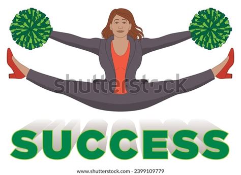 Business Woman Cheerleader Jumping High Air Stock Vector Royalty Free 2399109779 Shutterstock