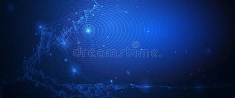 Vector Illustration Moleculeconnected Lines With Dotstechnology On Blue Background Abstract
