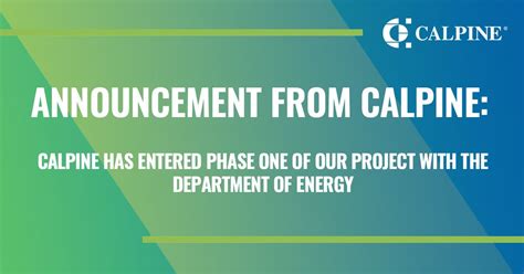 Calpine Announces Execution Of Full Scale Demonstration Project Cost Sharing Agreement With Doe