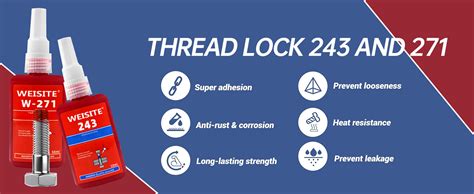 Thread Lock 243 And 271 2 X 50ml Locktight Threadlock Medium And High