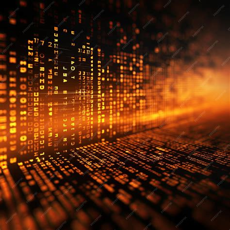 Orange Binary Code On Dark Creating An Atmosphere Of Data Technology