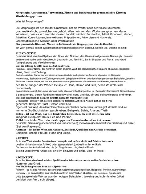 Morphologie Erkennung Verwendung Flexion Und Bedeutung Der Wortarten
