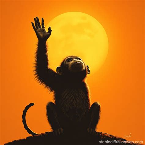 Monkey Raises Hand To Sun Stable Diffusion Online