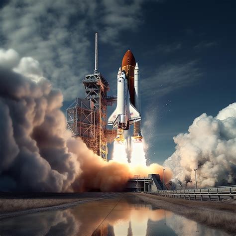 Premium Photo Spaceship Launch From Floating Platform