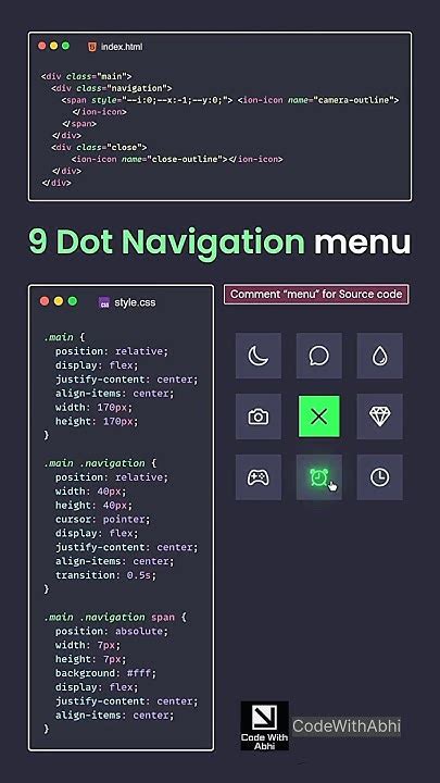 Create 9 Dot Navigation Menu Trending Coding Webdevelopment Shorts