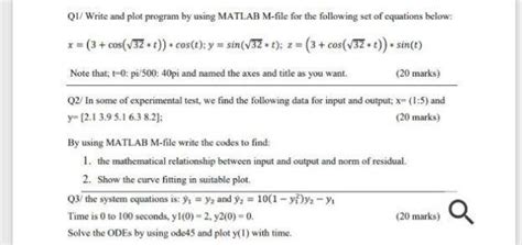 Solved QI Write And Plot Program By Using MATLAB M File For Chegg