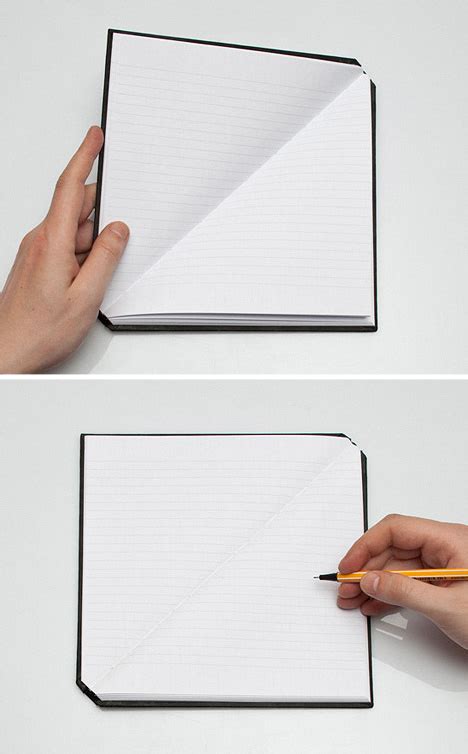 Triangular Notebook Folds Neatly Out Into Square Shape Designs Ideas On Dornob