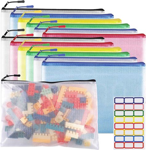 12pcs large a4 mesh zipper pouch file bags yopcdj reusable