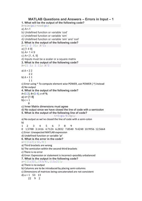 Matlab Questions And Answerspdf