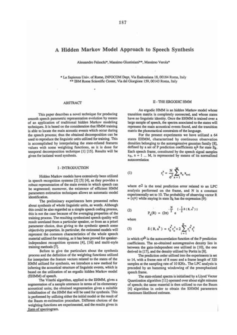 Pdf A Hidden Markov Model Approach To Speech Synthesis