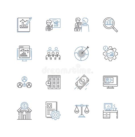 Business Assessment Line Icons Collection Strategy Analysis