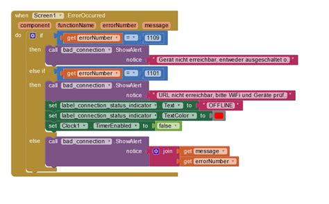 get 1101 error but program is working mit app inventor help