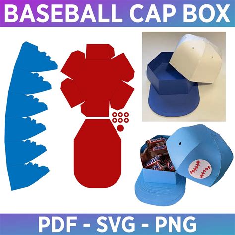 Baseball Cap Box Template Svg Pdf Png Video Tutorial Instruction Paper Baseball Hat Favor T