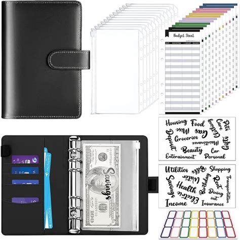 A6 Money Budget Planner Met Geldenveloppen Geld Kasboek Zwart Leer