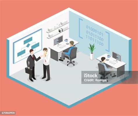 오피스 소프트웨어 개발자의 평면 3d 벡터 아이소메트릭 개념 그림 3차원 형태에 대한 스톡 벡터 아트 및 기타 이미지 3차원