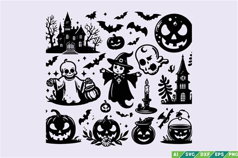 Halloween Clipart Black And White Vector Graphic By Cricut House