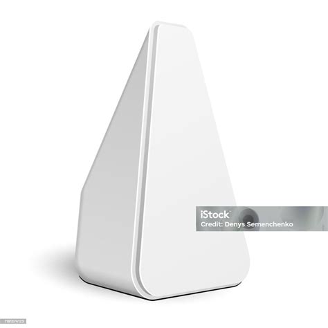 모의 스탠드 배너 스톨 바 디스플레이 삼각형 둥근 Poi 빈 빈 소매 흰색 배경 격리 디자인에 사용할 수 있는 템플릿을 모의 합니다 제품 광고 벡터 3차원 형태에 대한 스톡