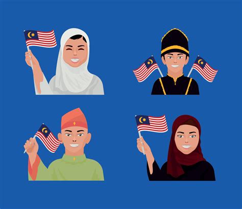 Four Hari Merdeka Characters 10436523 Vector Art At Vecteezy