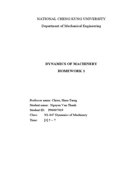 dynamics of machinery do kinematic analysis with matlab pdf