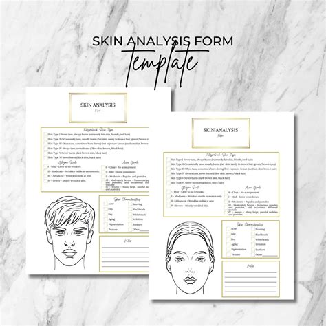 Skin Analysis Template Forms I Male Female Face Charts I Diy Editable Canva Template I Skin