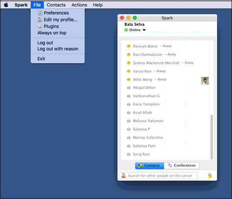 Spark Not Showing Menu Bar Files Contact Actions Help Logout Option Now There Spark