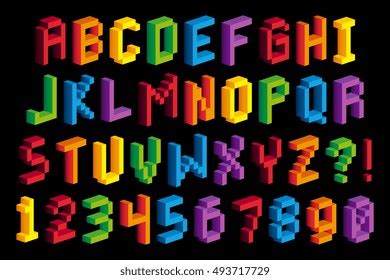 Vector Isometric Pixel 3d Alphabet Numbers Stock Vector (Royalty Free) 493717729 | Shutterstock