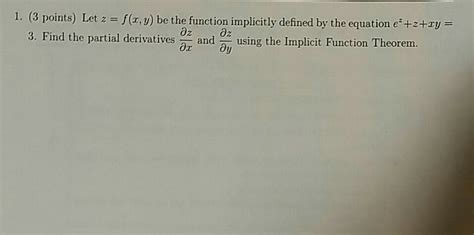 solved 3 points let z f x y be the function implicitly