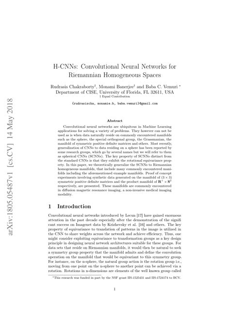 Pdf H Cnns Convolutional Neural Networks For Riemannian Homogeneous Spaces