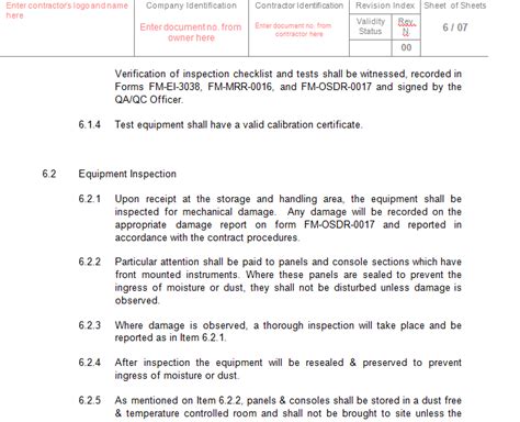 Full ITP For Instrument Control Panels Consoles Desks Installation With Checklists Editable