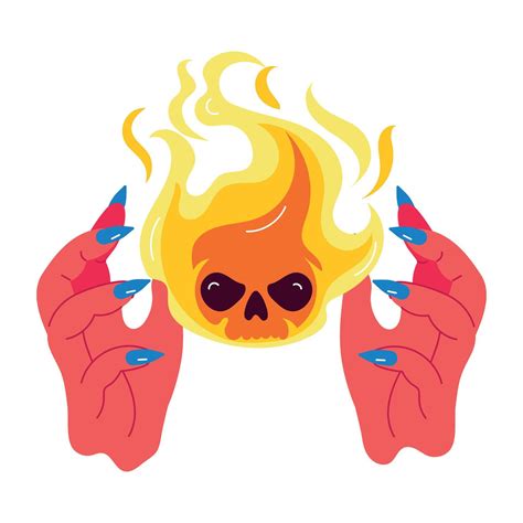 Devil Fire Sticker In Comic Style 52689719 Vector Art At Vecteezy