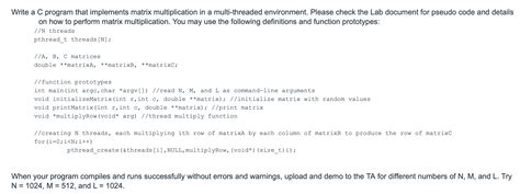 Solved Write A C Program That Implements Matrix