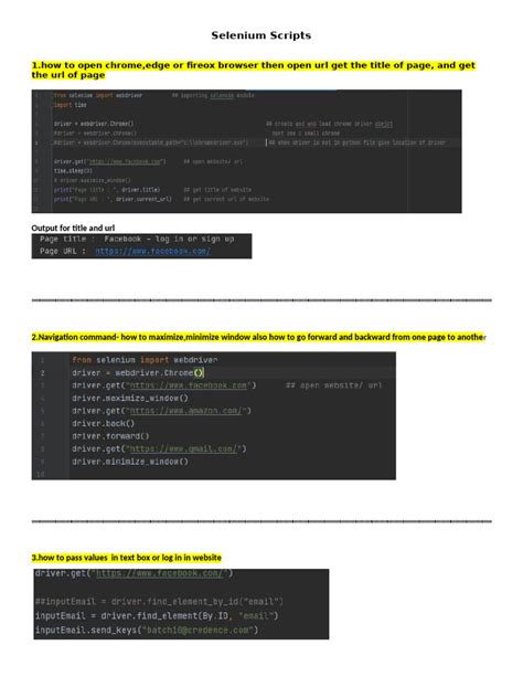 Selenium Script Notes Pdf Html Element Web Development