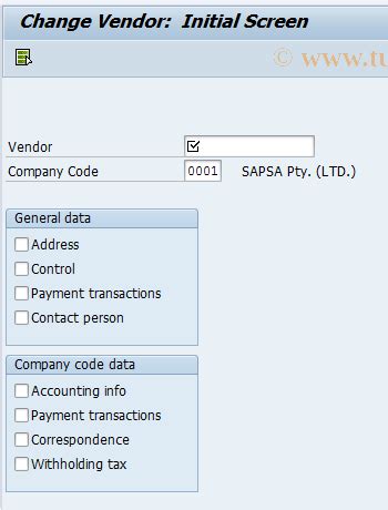 OT41 SAP Tcode C FI Change Vendor