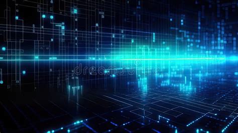 Abstract Cyberspace Blue Light Structure Of A Network Grid Expanding