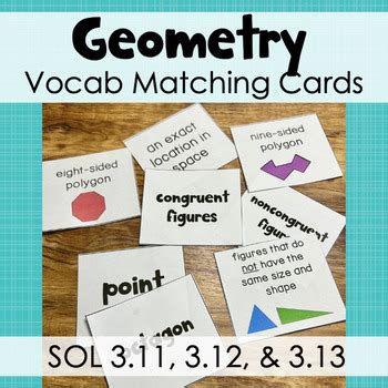 Geometry Vocabulary Matching Cards By VA SOL Superstars TpT