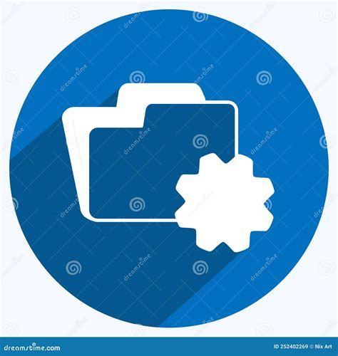 Icon Folder Settings Suitable For Programming Symbol Long Shadow Style Simple Design Editable