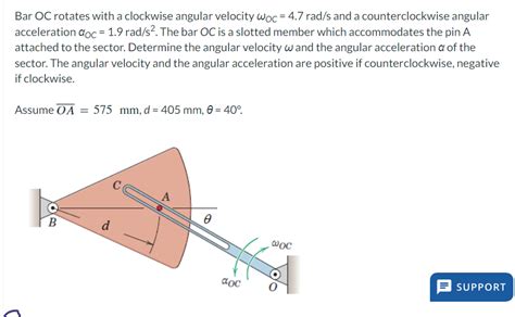 Solved Bar OC Rotates With A Clockwise Angular Velocity Chegg