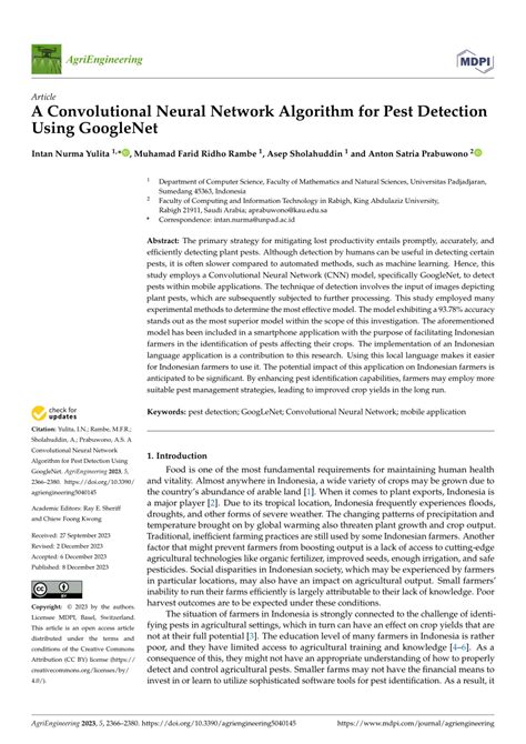 Pdf A Convolutional Neural Network Algorithm For Pest Detection Using