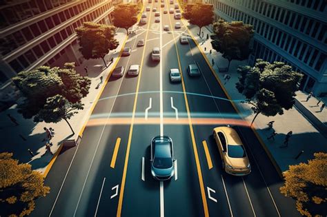 Premium Ai Image A Self Driving Car Navigating Through City Technology Iot Smart City
