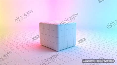 Ai创作图抽象 几何 渐变 网格 立方体 3d 渲染 计算机图形 数字艺术 现代 极简主义 粉色 蓝色 黄色 网格背景 光线 阴影 透视 简约
