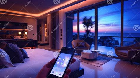 Smart Home Lighting Control Via A Mobile Application Stock Illustration Illustration Of