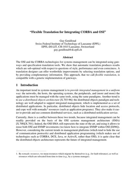 pdf flexible translation for integrating corba and osi