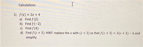 Solved Calculationsf X X A Find F B Find F C Chegg Com