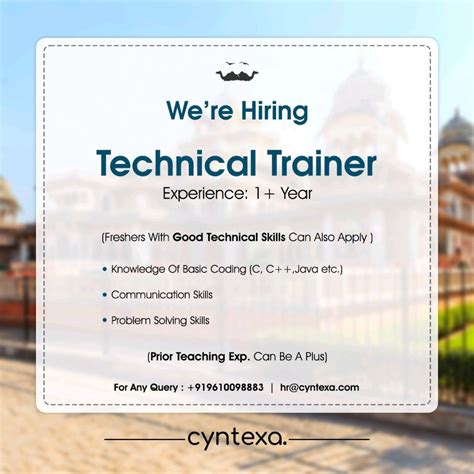 Cyntexa On Linkedin Hiring Hiringtechjobs Technicaltrainer Hiringnow Technicaltraining